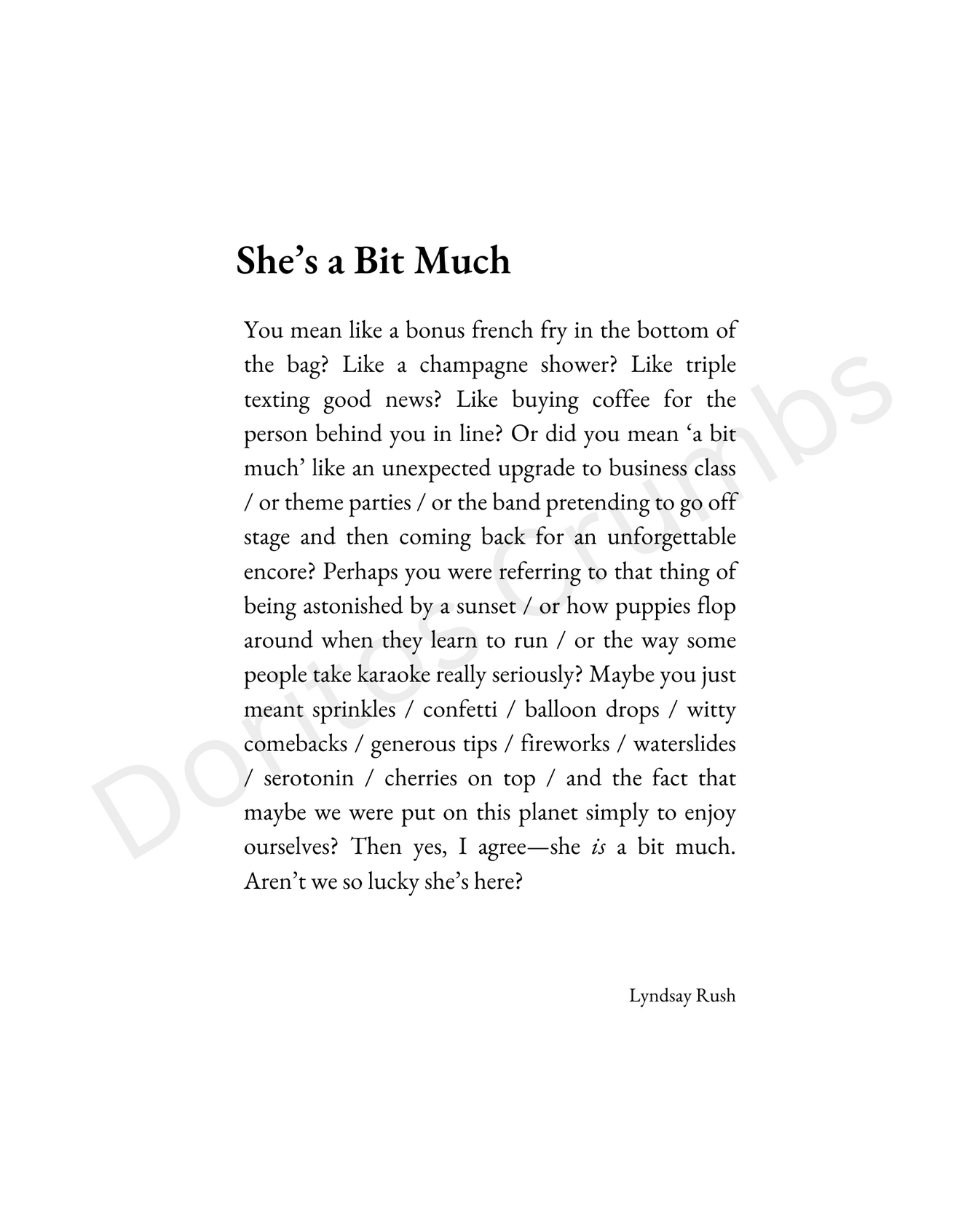 She's a Bit Much – Lyndsay Rush